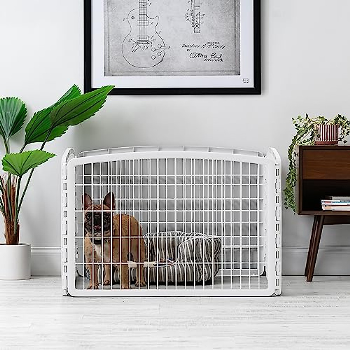 IRIS USA 24" Exercise 4-Panel Pet Playpen, Puppy Pet Small Medium Dog Pen Keep Pets Secure Easy Assemble Rust-Free Heavy-Duty Molded Plastic Customizable, White