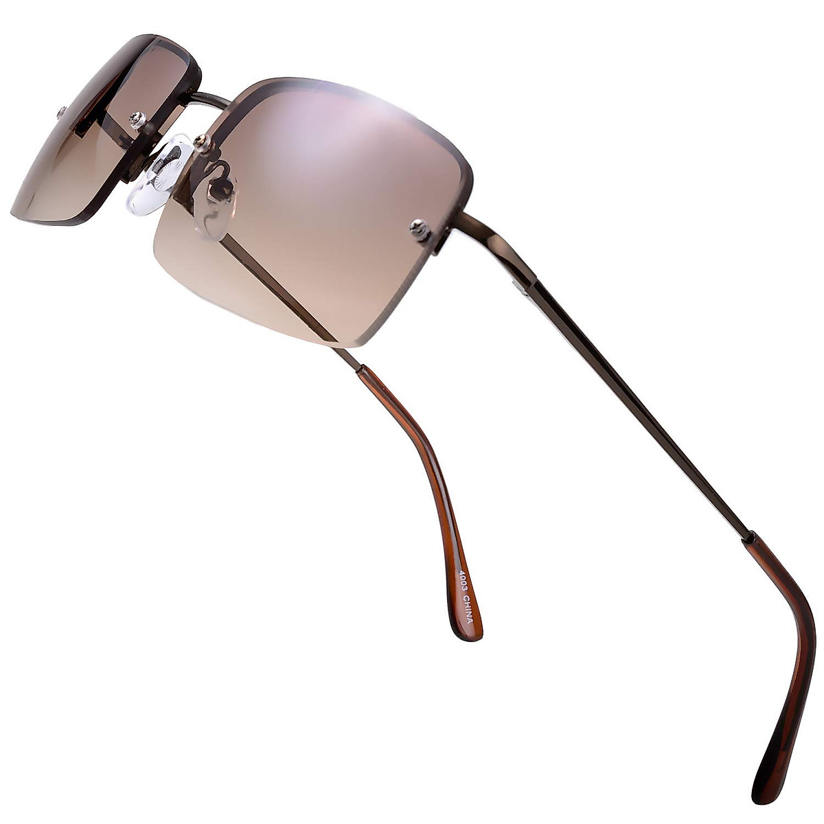 The Fresh Minimalist Small Rectangular Sunglasses Clear Eyewear Spring Hinge - Gift Box Package (302-Copper, Gradient Brown, 57)