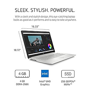 HP 17 Laptop PC, 11 Generation Intel Core, 4 GB RAM, 256 GB SSD, UHD Graphics, 17.3" HD+ Display, Windows 11 Home, Wi-Fi & Bluetooth Combo, 7 Ports, Long Battery Life, HD Webcam (17-by4025nr, 2022)