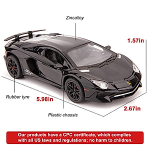 BDTCTK 1:32 LP750 Model Pull Back Car Toy car with Sound and Light for Kids Boy Girl, Metal Body, Door Opened, Yellow