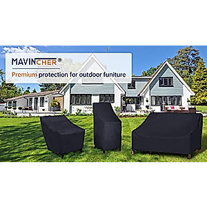 MAVINCHER Stackable Patio Chair Covers, High Back Outdoor Chair Covers, 600D Heavy Duty Waterproof Lawn Outside Barstool Furniture Covers,Fits for 4-6 Stackable Dining Chairs,27"W x 27"D x 49"H,2 Pack