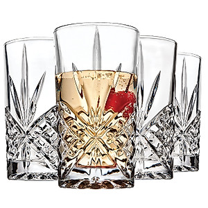 Godinger Mixed Drinkware Set, 4 Wine Glasses 4 Highball Glasses 4 Whiskey Glasses, Drinking Glasses Set, Glass Cups Glasses - Dublin Crystal Collection, Set of 12