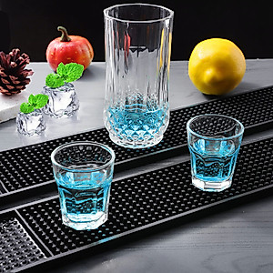 Facmogu 2PCS Rubber Bar Mats, 24x3 / 60x8cm Coffee Bar Countertop Spill Mats, Rubber PVC Kitchen Drink Service Mat, Rail Runner Drip Mat, Non Slip Heat Resistant Tabletop Protection Mat