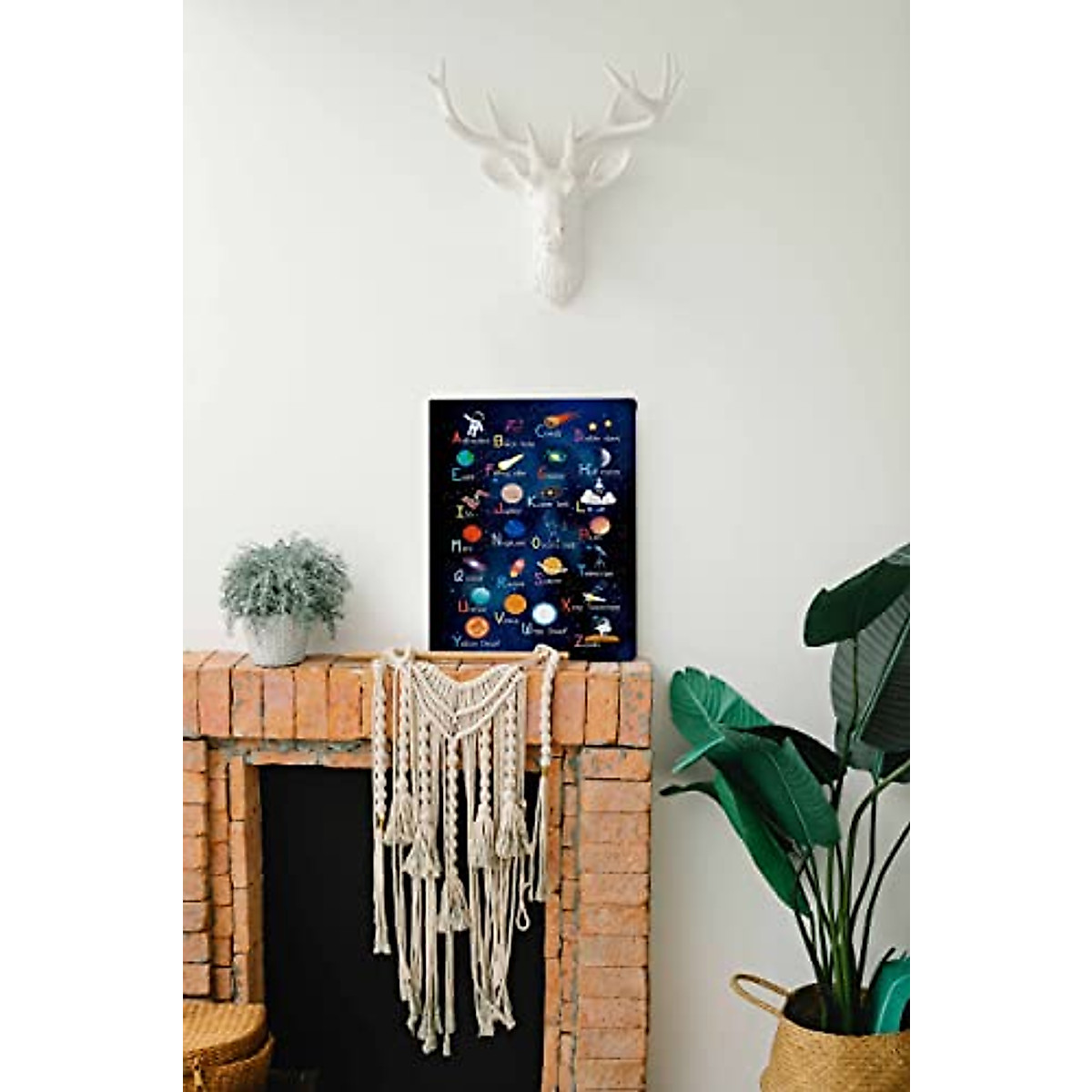 Tizzer Early Learning Letters Canvas Wall Art Prints,Outer Space Cute Solar System Paintings Prints,11x14 inches Artwork for Bedroom Living Room Kids Room Classroom Nursery Playroom Home Decorations