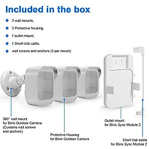 All-New Blink Outdoor Camera Wall Mount, Weatherproof Protective Housing and 360 Degree Adjustable Mount with Blink Sync Module 2 Mount for Blink Outdoor Security Camera System (White 3Pack)