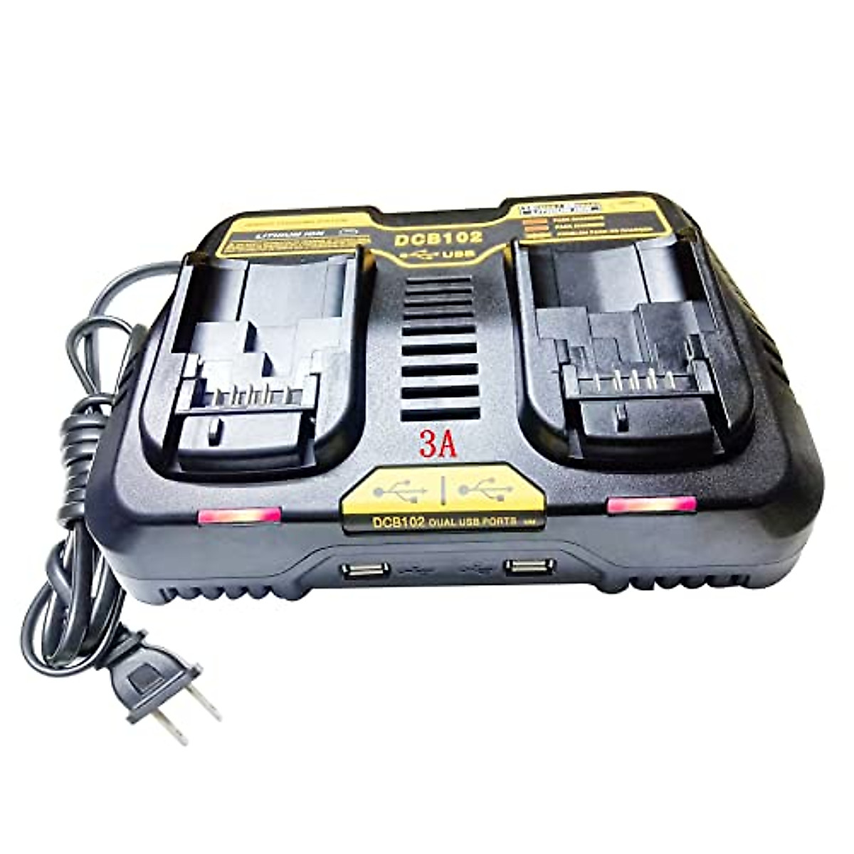 Replace Dewalt 20v Dual Battery Charger DCB102 Compatible with Dewalt Charger DCB112 DCB115 DCB118 to Charge 20V 60V 12V Dewalt Battery DCB201 DCB204 DCB203 DCB606-2 DCB609-2...