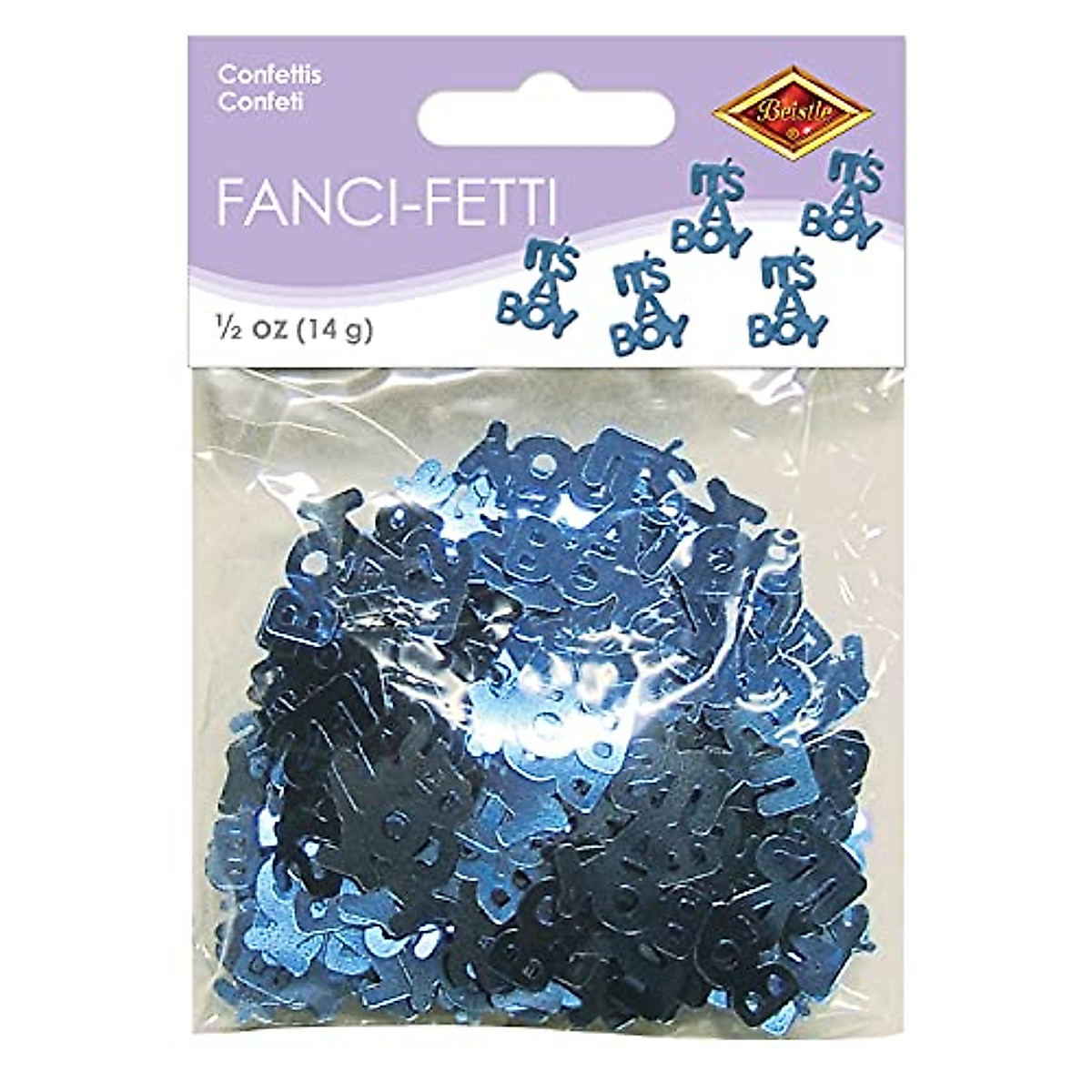 Beistle It’s A Boy Baby Shower Confetti Sprinkles For Gender Reveal Party – 0.5 Ounces Of Metallic Plastic Table Scatter Decor