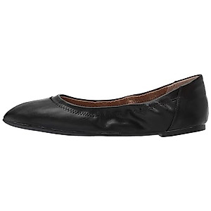 Amazon Essentials Women's Belice Ballet Flat, Black Faux Leather, 8