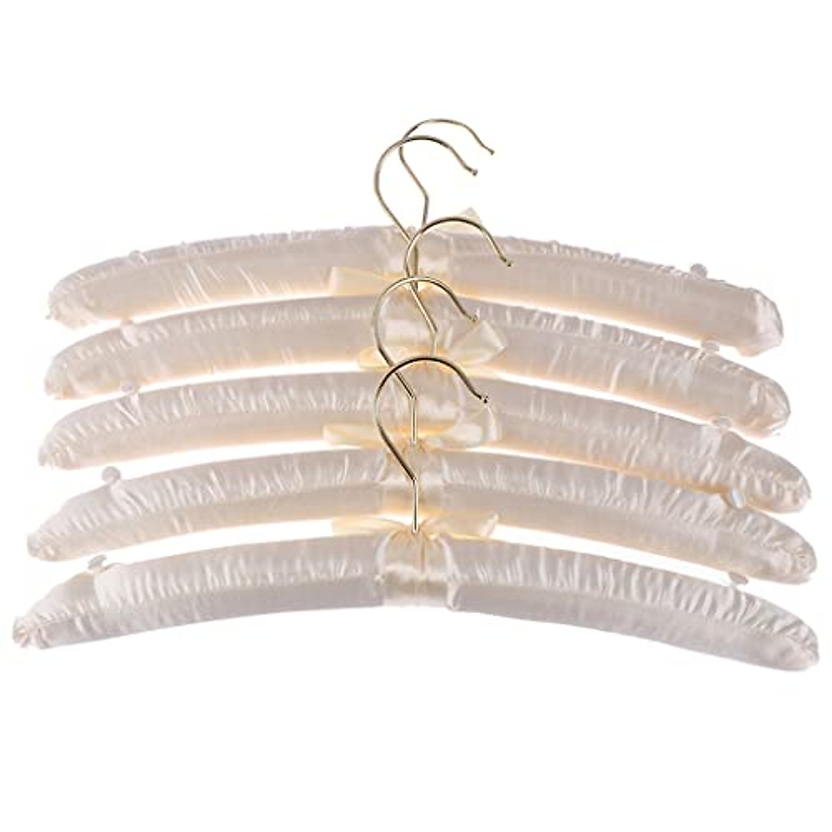 N/A 5pcs 38cm Beige/White Satin Padded Top Hanger Clothes Coat Hanger Gold Hooks ( Color : OneColor , Size : 38cm )