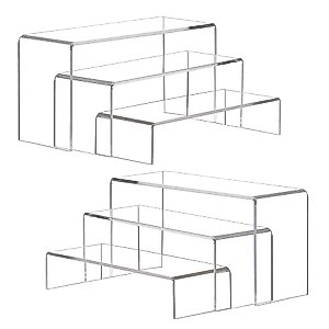 ANDGOO Display Risers, 6 Pcs Rectangular Clear Acrylic Showcase Collectibles Display Stands Suitable for Retail Shoe Showcase Jewelry Funko Pop Figures