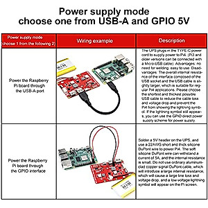 MakerFocus Raspberry Pi 4 Battery Pack UPS, RPI Pack Standard 4000mAh Raspberry Pi Battery USB Pack Raspberry Pi Latest Version V3Plus Expansion Board Power Supply Type-C for RPI 5 4B 3B+ 3B 2B+