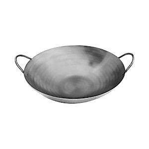 DBM IMPORTS 30" Carbon Steel Cantonese Style Wok Pan Gourmet Chef Frying Pan, Double Handle