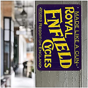 Royal Enfield Retro Metal Tin Sign Royal Poster Home, Garage, Man cave, Plate, Cafe, Pub, Motel Art Wall Decor 8x12 Inches