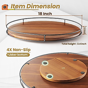 TIDITA 18" Acacia Lazy Susan Turntable for Table - Extra Large Wood Lazy Susans Organizer for Countertop - Wooden Charcuterie Boards Cheese Board - Kitchen Turntable Storage (Acacia, 18 inch)