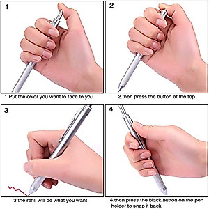 DUNBONG 4 in 1 Multicolor pen, Metal Cased Multifunction Pen, 0.5mm Mechanical Pencil, Red Ball Pen, Blue Ball Pen and Black Ball Pen, 1-Count (Black)