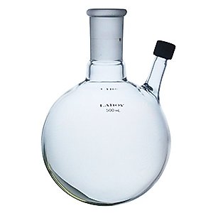 Laboy Glass 500mL Round Bottom Boiling Flask with 24/40 Joint & Threaded Inlet Used As Thermometer Adapater for Apparatus in Organic Chemistry Lab Glassware
