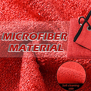 Mile High Life | Tri-fold Golf Towel | Dirt Scrub Side for Club Cleaning and Soft Side for Golf Ball | Brush and Towel in One | Multifunctional Towel | Excellent Water Absorbance (Red)