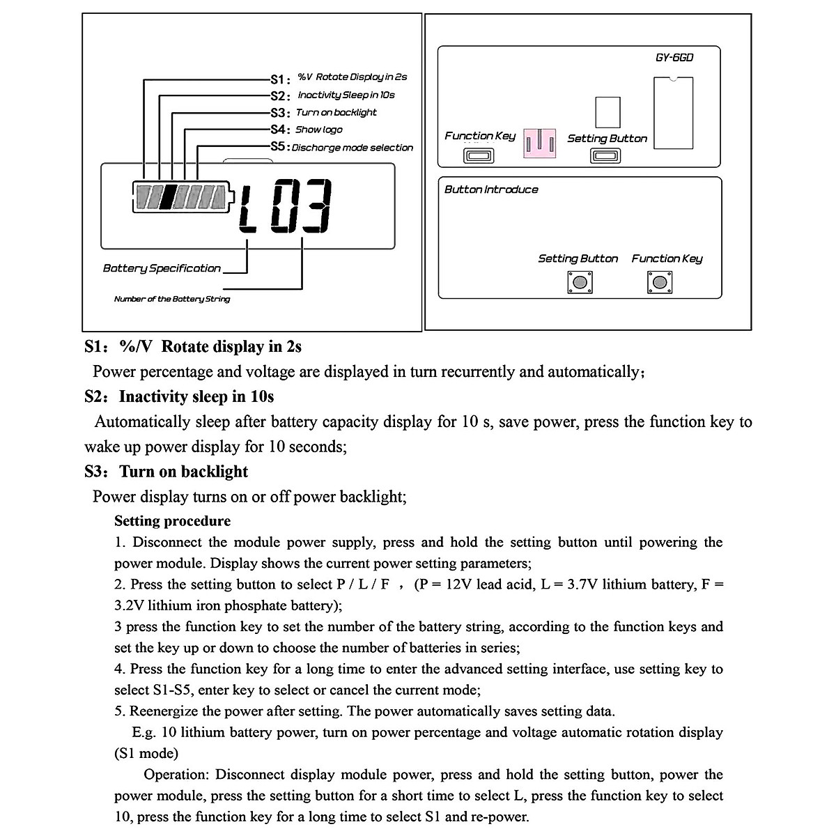 Frienda 2 Pieces DC 12V 24V 36V 48V 72V Battery Meter with Alarm, Front Setting and Switch Key, Battery Capacity Voltage Indicator Gauge, Monitors Lead-Acid and Lithium ion(White)