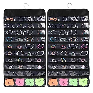 simarro Earring Holder Organizer, 80 Pockets Hanging Jewelry Organizer for Women, Hanging Closet Organizer For Jewelry Earring Necklace Bracelet Ring Storage