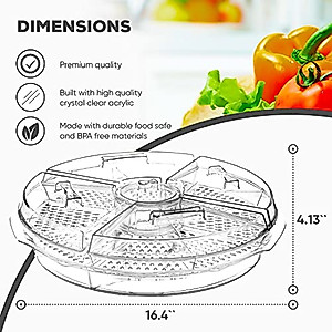 Chef's Star Clear Extra Large Acrylic Appetizer Serving Tray, 8 Compartment Vegetable Tray with Lid, Shrimp Cocktail Serving Dish, Large Iced Food Platter for Breakfast, Lunch, Dinner, Picnics Parties