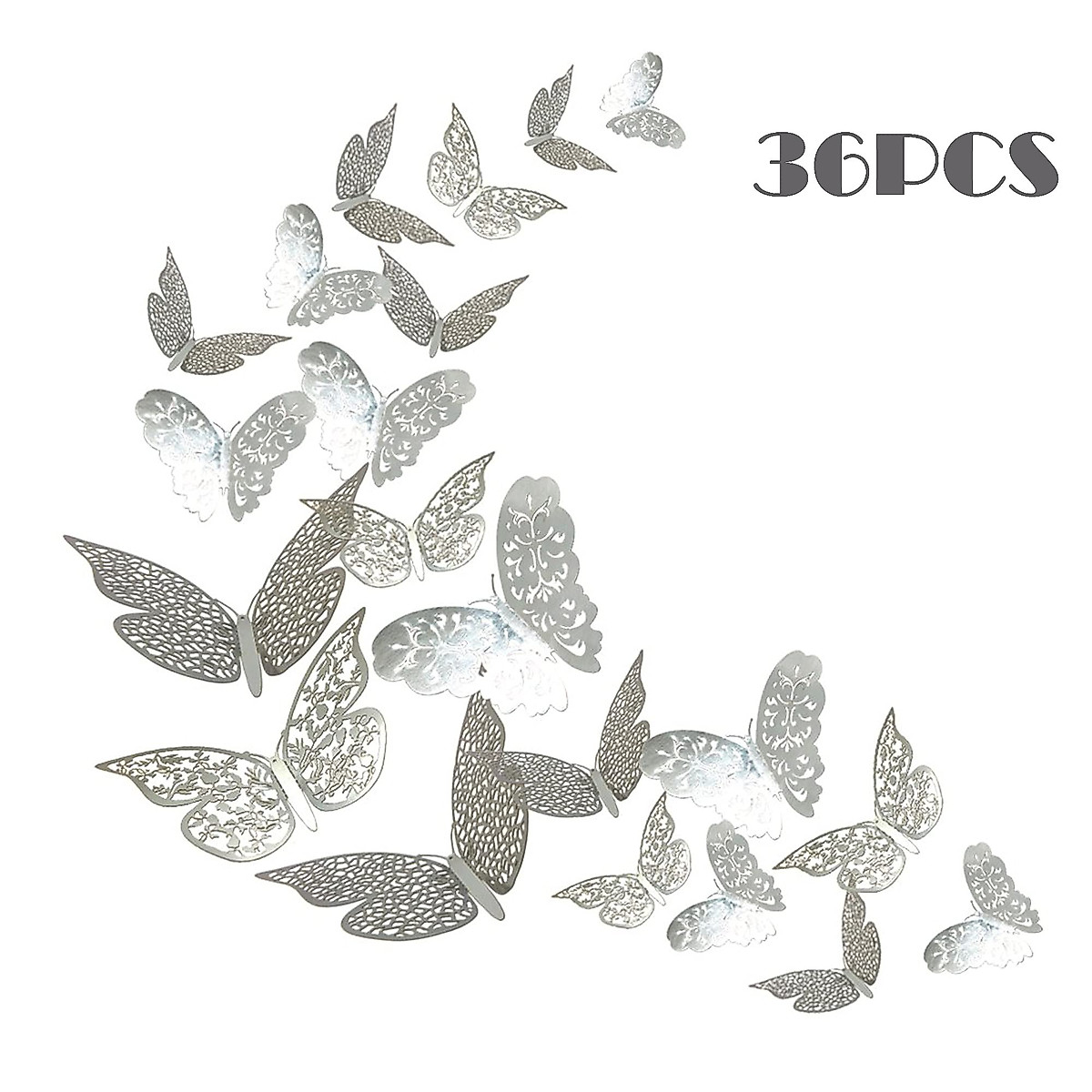 Seasonsky 108PCS 3D Butterfly Wall Stickers Wall Decal Decor Art Decorations Sticker Removable Hollow Butterfly 3 Sizes for Room Home Classroom Offices Bedroom Decor