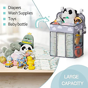 mloong Diaper Caddy, Hanging Diaper Organizer for Changing Table Crib, Baby Storage Organizer Diaper Stacker Gift for Newborn Baby Mom Essentials Nursery Diaper Organizer