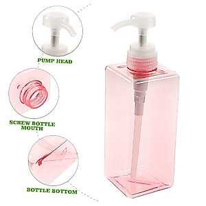 FELTECHELECTR Refillable Pump Bottle Square Liquid Dispenser for Shampoo Body Wash Face Wash Lotion and Liquid Soap for Bathroom and Shower Use