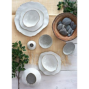 Serene Spaces Living Large Free-Form Edge Glazed Ceramic Bowl, Centerpiece for Vintage Weddings, Events, Measures 6" Long, 5.5" Wide, 2.75" Tall