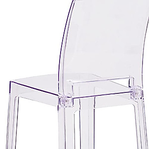 Flash Furniture 4 Pack Ghost Counter Stool with Square Back in Transparent Crystal