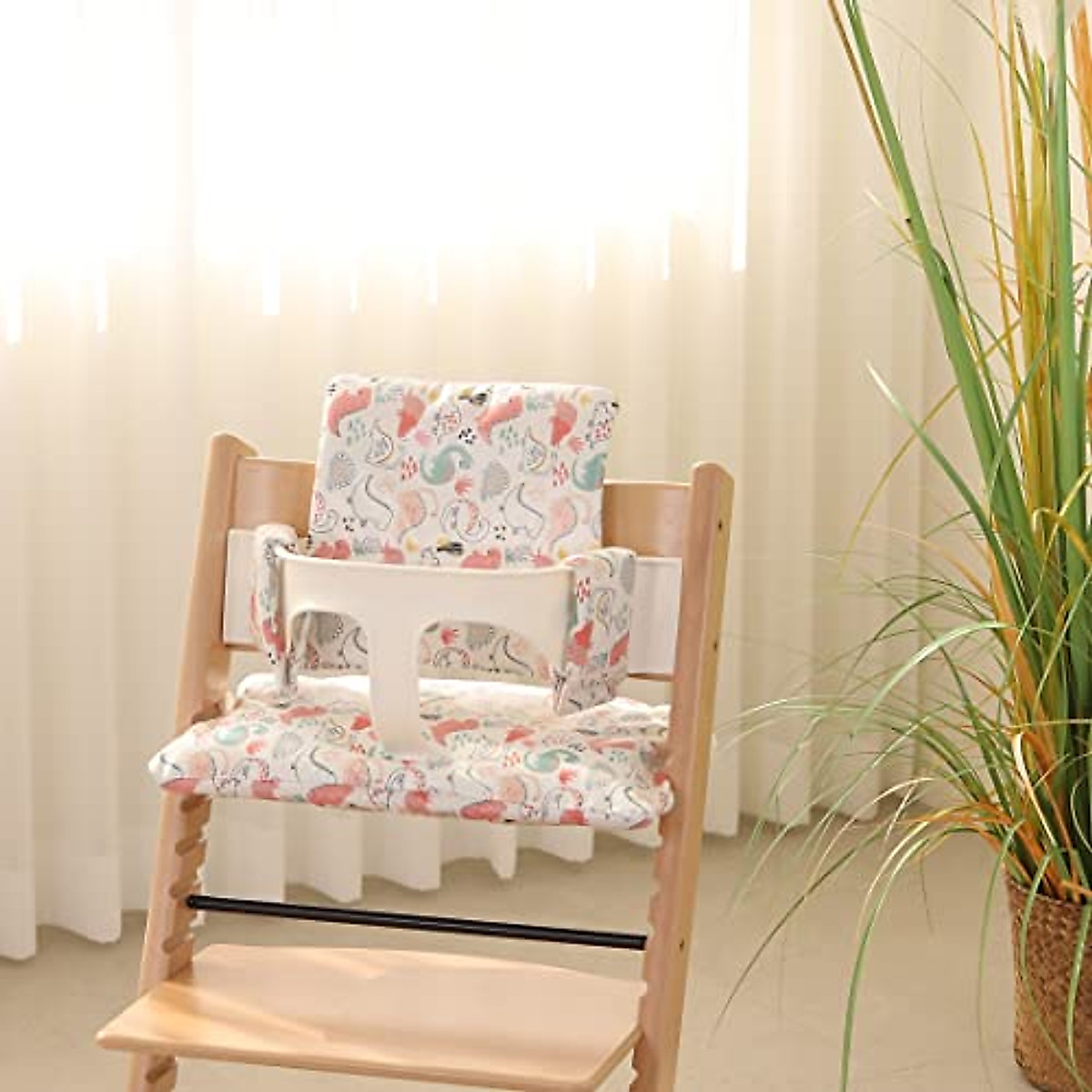 Gembebe Polyester Waterproof Cushion Set Compatible with Stokke Tripp Trapp High Chair (Dino Friends)