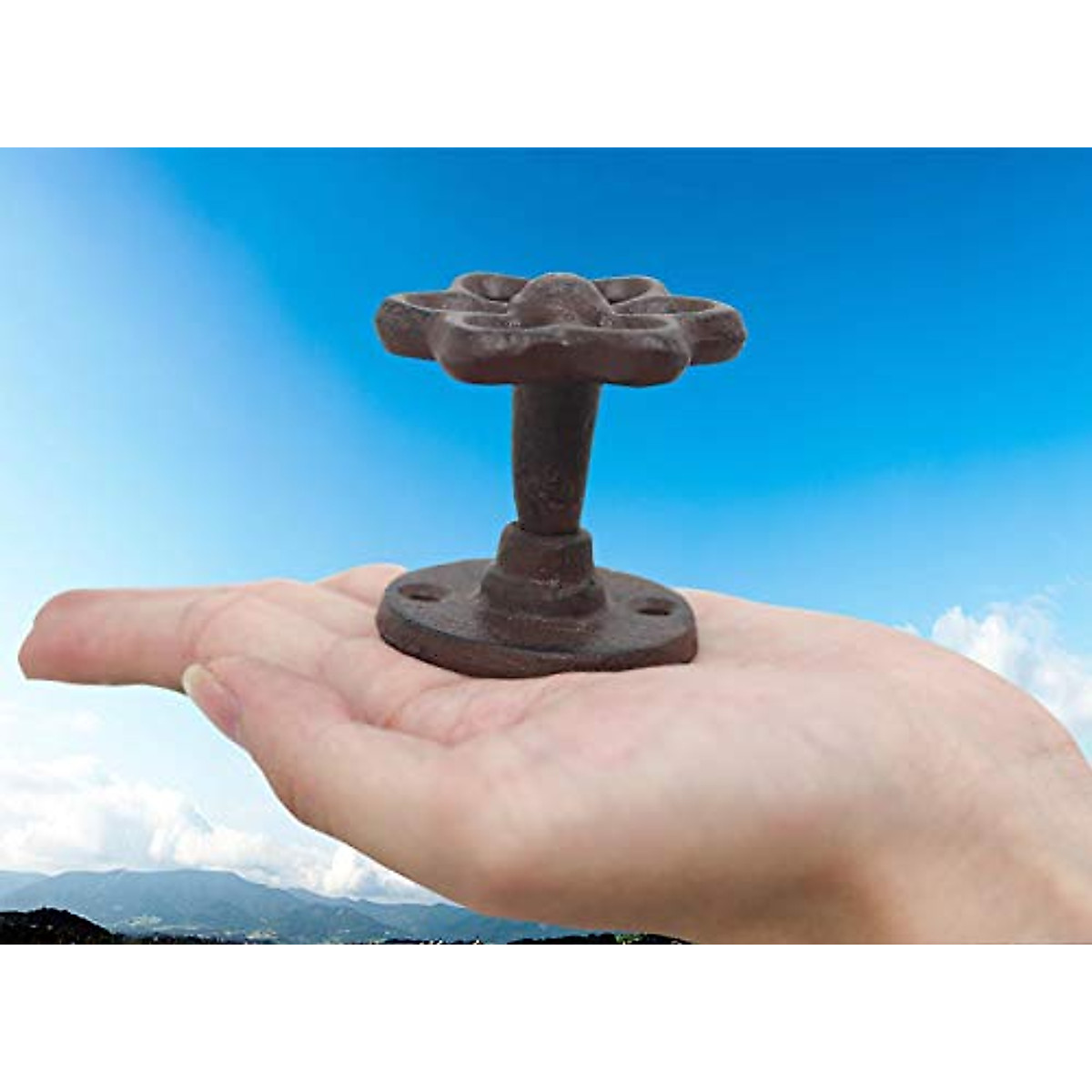 Parisloft Retro Cast Iron Single Hook - Rustic Wall Mounted Metal Hook for Coat, Key, Hat, Towel- Antique Brown - Set of 3