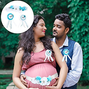 LUOZZY Blue Maternity Sash Mom to Be & Daddy to Be Corsage Pin Baby Shower Button Pregnancy Sash Gender Reveal Souvenir Supplies