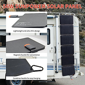 56W Portable Solar Panel with Type-C PD 3.0/QC 3.0 Fast Charging, IP67 Waterproof SunPower Folding Solar Panel for Camping Hiking Backpacking Fishing