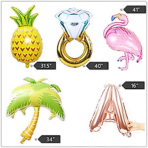 JeVenis Set of 5 Beach Bach Balloons Flamingo Bridal Shower Decor Beach Bachelorette Party Decorations Kit Bachelorette Party Balloons Beach Bachelorette Decor
