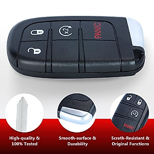 Aichiyu Keyless Entry Smart Remote Car Key Fob M3N-40821302 for Dodge Journey 2011 2012 2013 2014 2015 2016 2017 2018 2019 2020 Durango 2014-2022 4 Buttons 433Mhz ID46 Chip 68066350