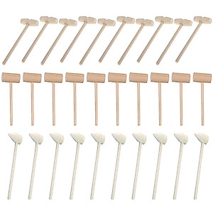 NUOBESTY Mini Wooden Hammer Mallet Pounding Toy Wooden Crab Lobster Mallets Natural Hardwood Crab Hammer for Cracking Chocolate Hearts-30 Pieces