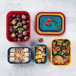 FENGCHEN Silicone Food Storage Containers Set 4 Kinds Of Different Sizes And Colors Silicone Containers With Lids Silicone Meal Prep Freezer To Oven