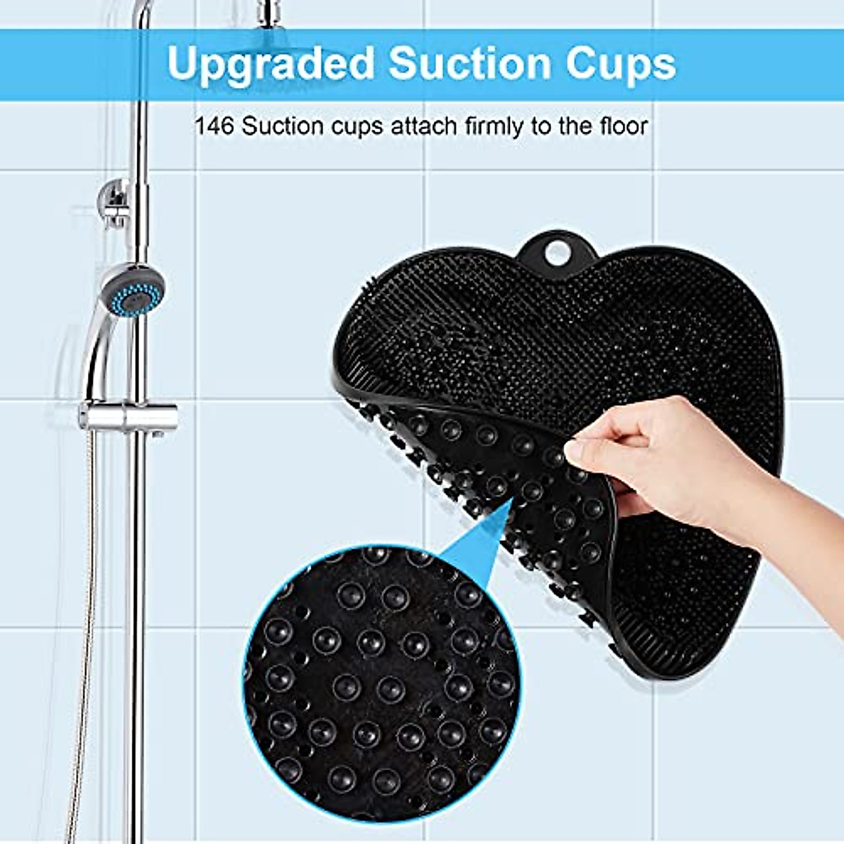 HONYIN XL Size Large Shower Foot Scrubber Mat - Cleans，Exfoliation，Massages Your Feet Without Bending, Foot Circulation & Relieve Tired Feet, Foot Scrubber for Use in Shower with Non-Slip Suction Cups