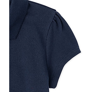 The Children's Place Girls Short Sleeve Ruffle Pique Polo,Tidal Single,M (7/8)