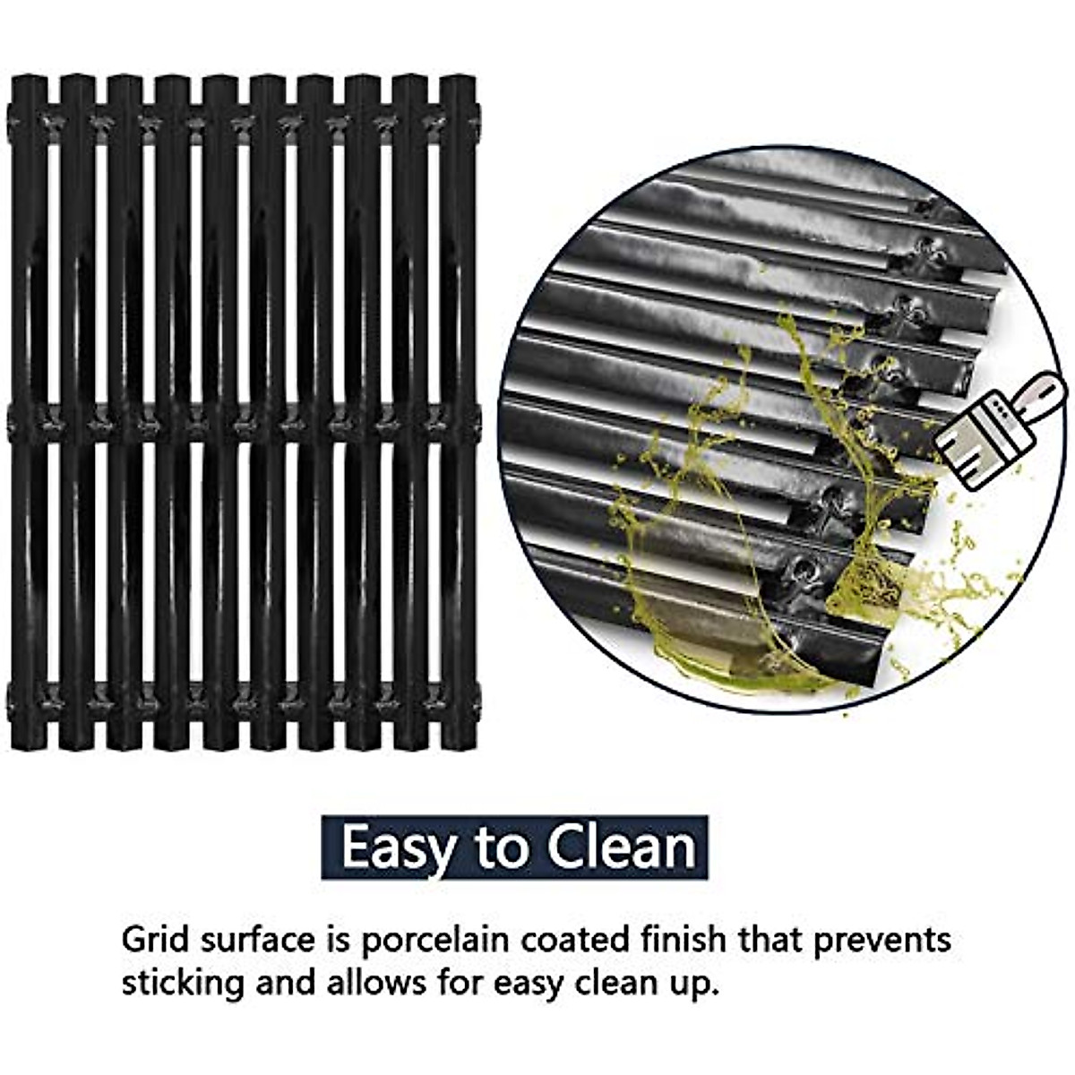 Hongso Repair Kit Replacement Parts for Sunbeam, Nexgrill, Grill Master 720-0697 Gas Grill Models Porcelain Steel Grill Grates, Stainless Steel Burner Tubes & Heat Plates