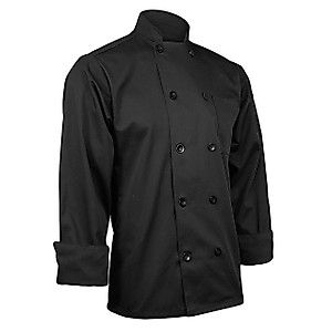 ChefsCloset Black Long Sleeve Button Chef Coat/Jacket - Unisex - Large