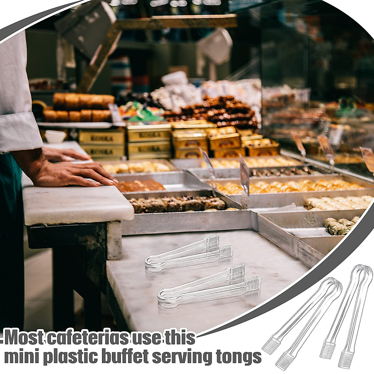 Didaey 8 Pieces Plastic Tongs for Serving Food Clear Kitchen Tongs Mini Serving Utensil Tongs 6.3 Inch Small Tongs for Food Ice Salad Buffet Weddings Barbecue Party