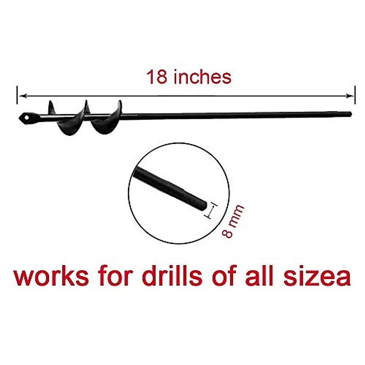 Auger Drill Bit, Auger Post Hole Digger, Auger Drill Bit for Planting 1.5''x18'' (4x45cm) Extended Garden Drill Auger Spiral Long Drill Bit Great Options for Planting 3/8” Hex Dril