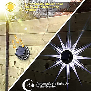 TIJNN Solar Wall Lights -(6 Pack), 3 Mode Dynamic Rotating Lights,Outdoor Lighting Backyard Decor Outside Step Lights Garden Post Fence