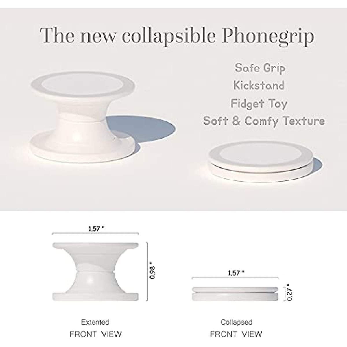 Collapsible Grip & Stand for Phones and Tablets （3 Pack ） - Rose Gold Marble White