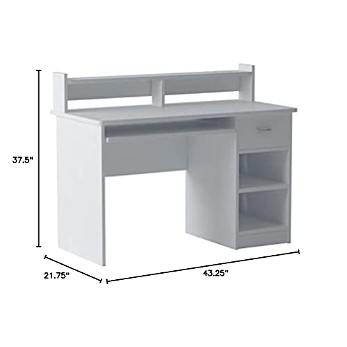 OneSpace Essential Computer Desk, Hutch with Pull-Out Keyboard, White