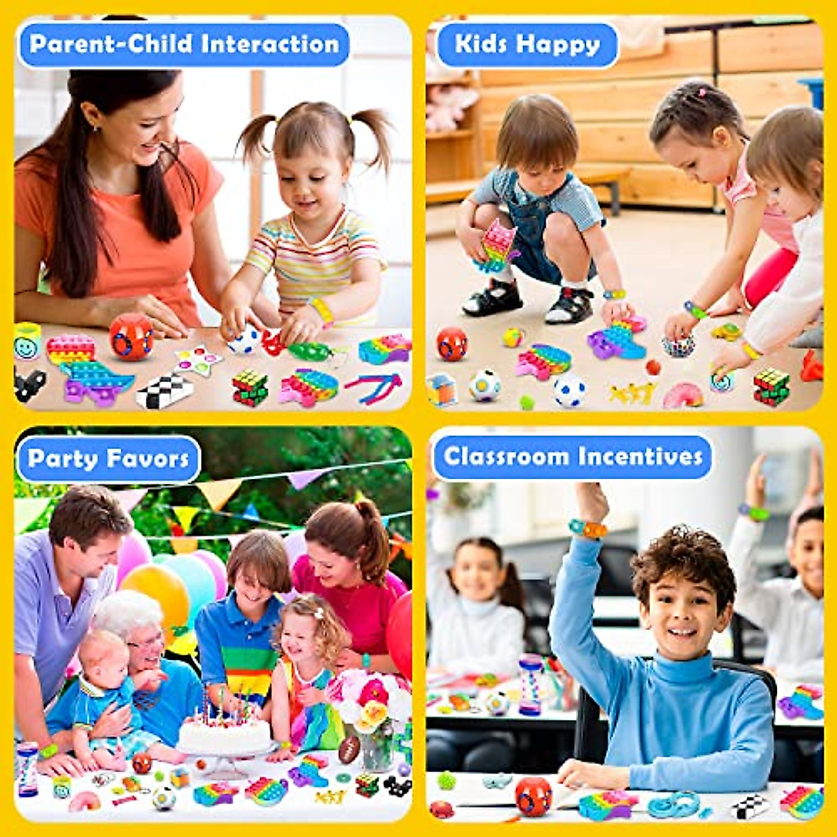 (63 Pcs) Fidget Toys Pack, Party Favors Carnival Treasure Classroom Prizes Small Mini Bulk Sensory Figit Toys Set for Boys Girls Kids Adults, Stress Relief & Anxiety Relief Tools Autistic ADHD Toys