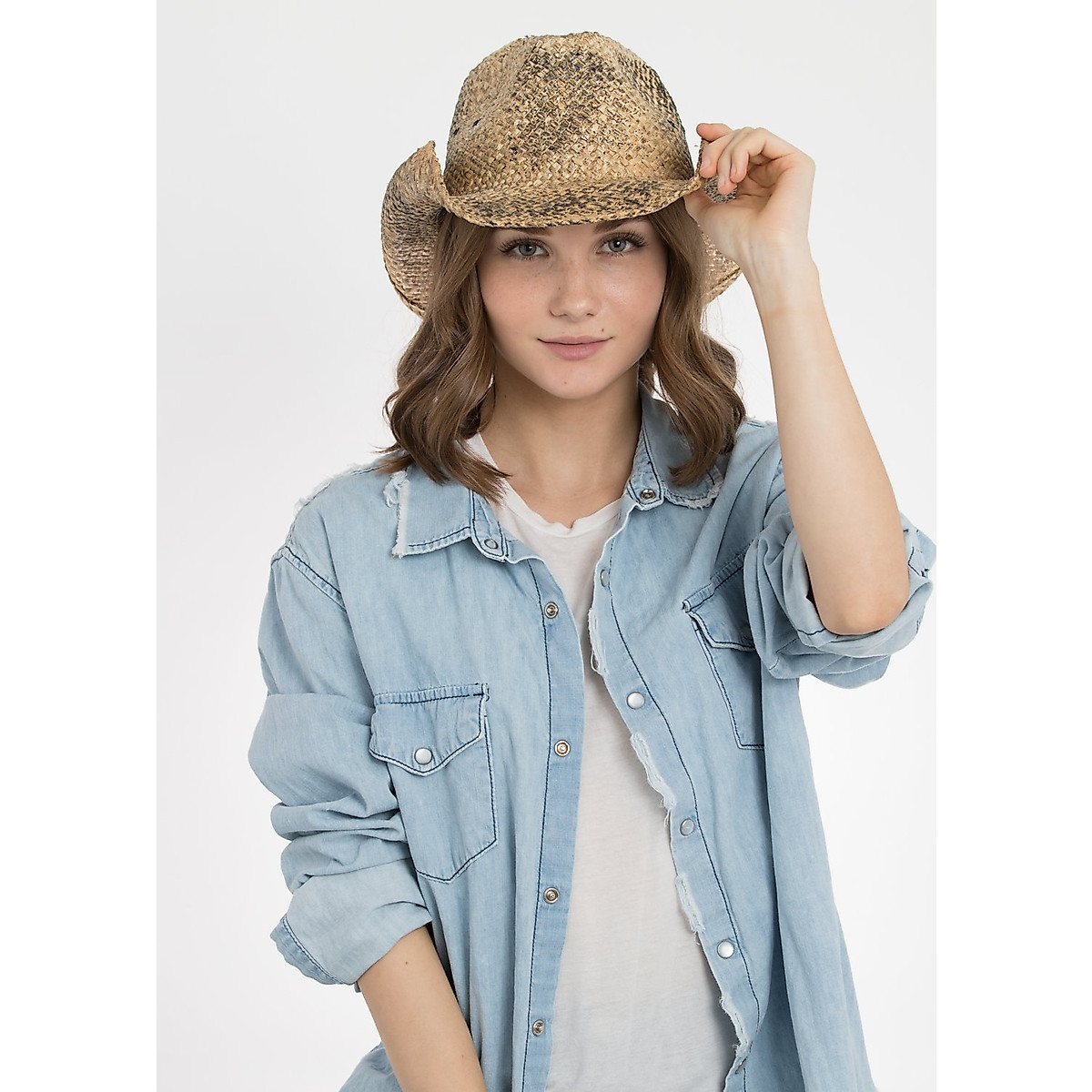 Peter Grimm Drifter Hats, Woven Straw Hat Unisex, Cowboy & Cowgirl (Black, Maverick)