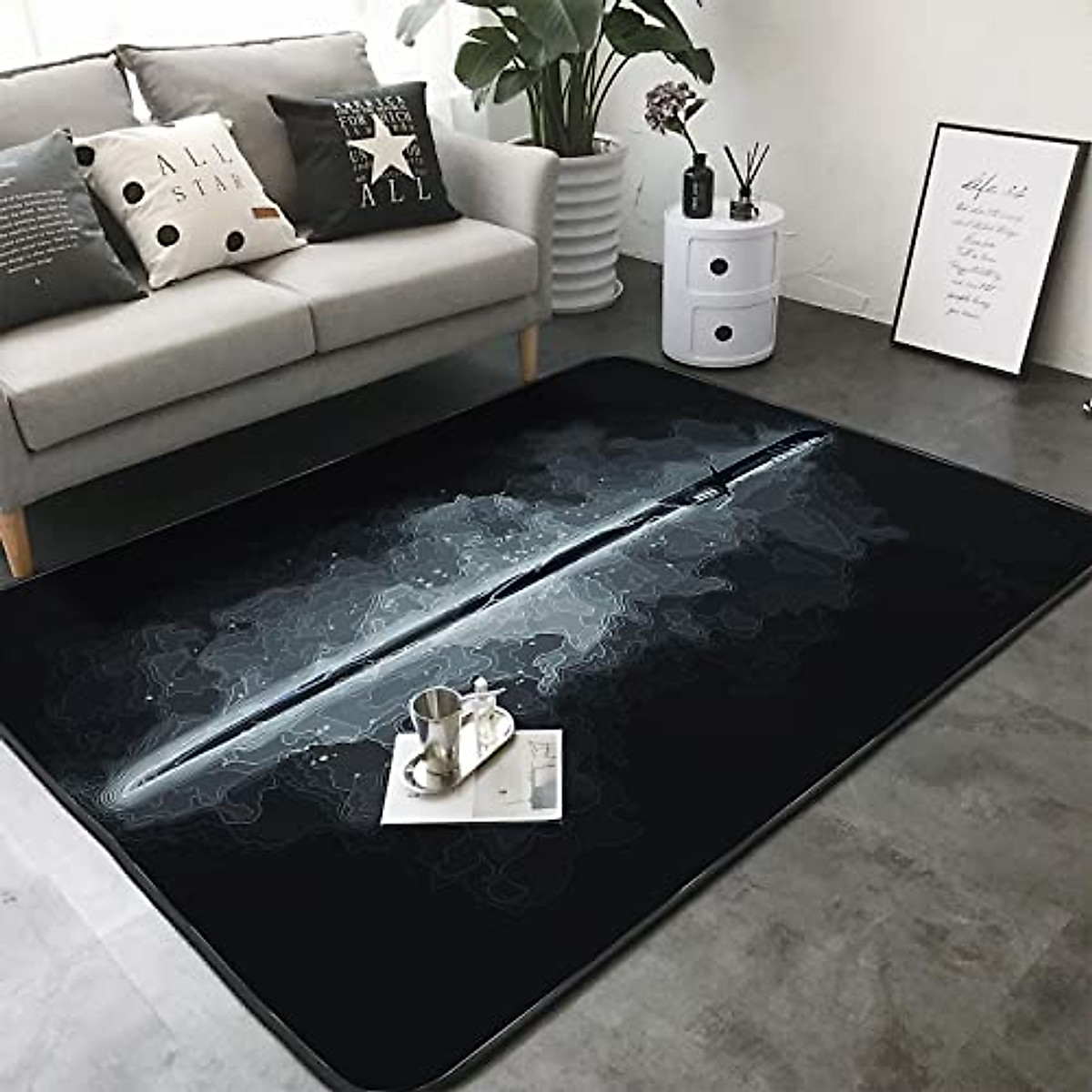 JUNHAOLONG Washable Area Sponge Rug Mat for Bedroom Living Room Lightsaber, Neon Black Light Saber Non-Slip Carpet Super Soft Extra Thick Bathroom Dorm Home Indoor Small Floor Rugs, 2'x3' (24x36Inch)