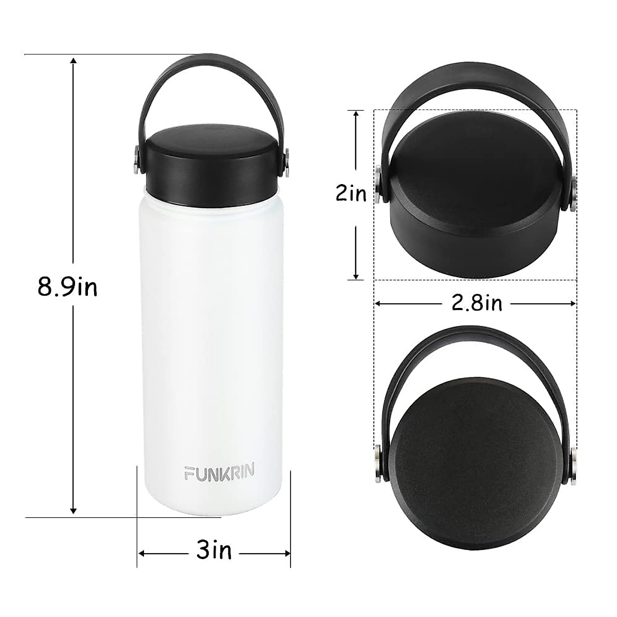 Funkrin Insulated Coffee Travel Mug with Ceramic Coating, 18oz Wide Mouth Flex Cap Water Bottle, Vacuum Stainless Steel Leak-Proof Thermos Tumble Flask Cup for Office School Outdoors
